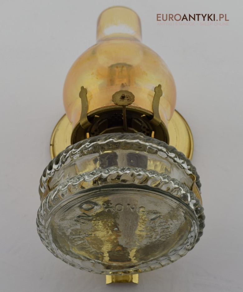 Starodawna lampa naftowa na ścianę. Zabytkowe oświetlenie. - EuroAntyki